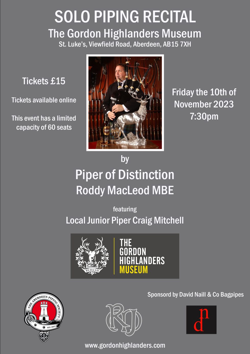 Solo Piping Recital with Roddy MacLeod MBE | Gordon Highlanders Museum