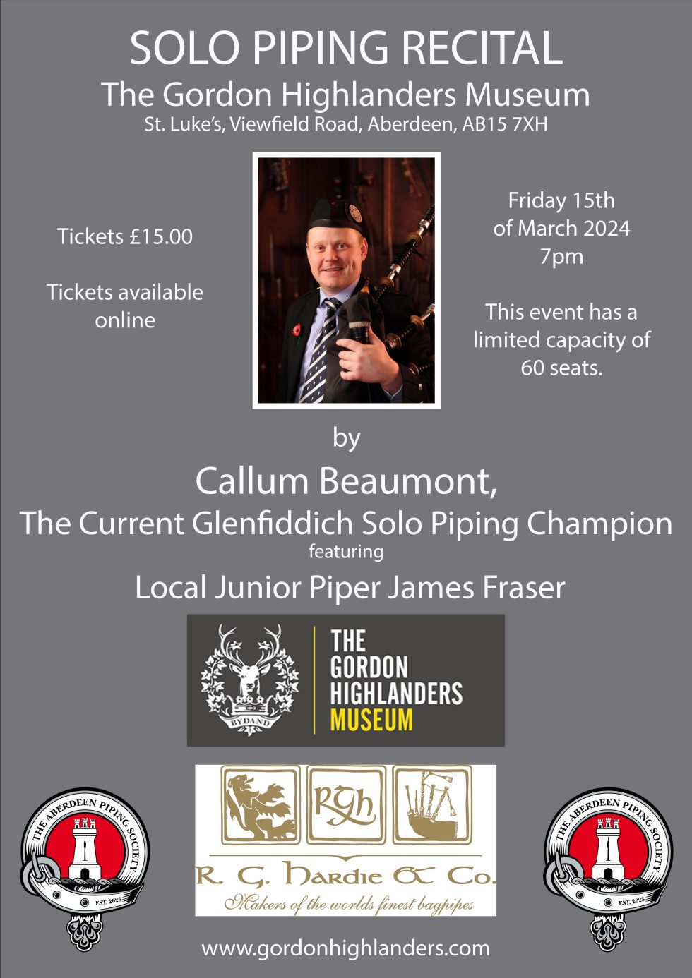 Solo Piping Recital with Callum Beaumont | Gordon Highlanders Museum
